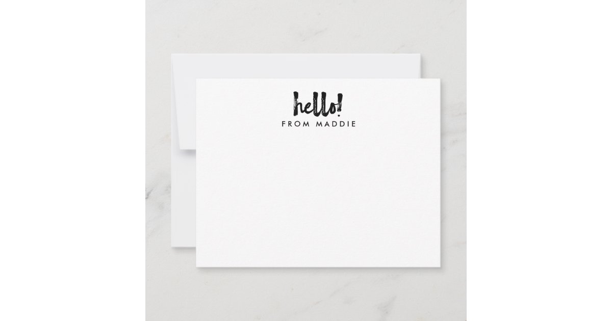 Simple Monochrome Hello Personalised Note Carf Invitation | Zazzle