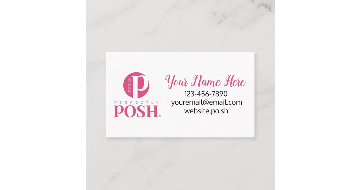 Simple Perfectly Posh Pink Logo Business Card | Zazzle