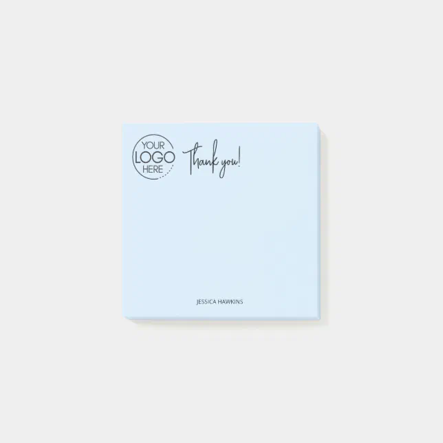 Simple Personal Stationery Thank You Pale Blue Post-it Notes | Zazzle