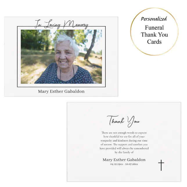 Simple Photo Roman Catholic Memorial Thank You Card | Zazzle