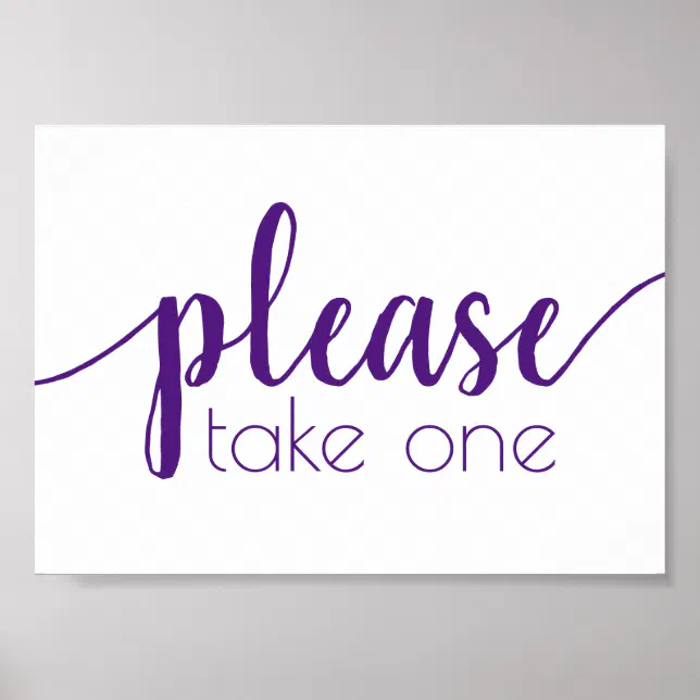 Simple Please Take One | Black Script Any Event Poster | Zazzle
