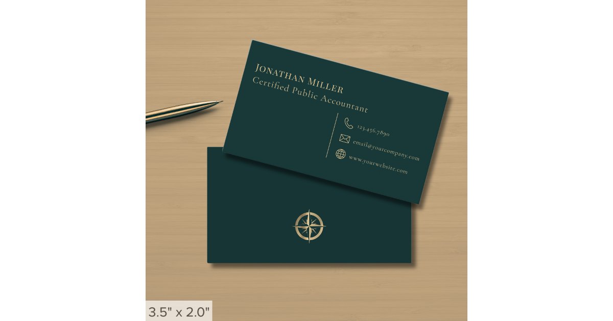 Simple Professional Compass Logo Business Card | Zazzle