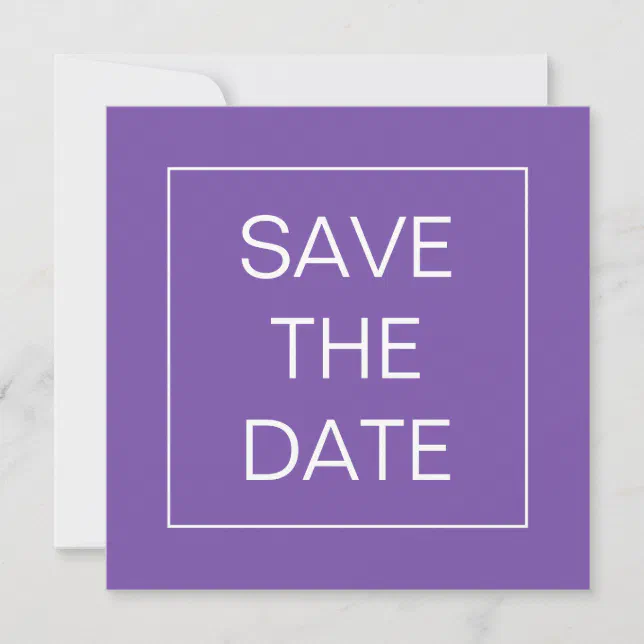 Simple Purple Line Border Wedding Square Save The Date | Zazzle