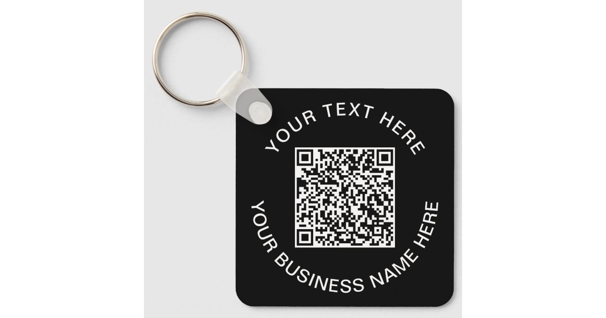 Simple QR Code Promotional Black Key Ring | Zazzle