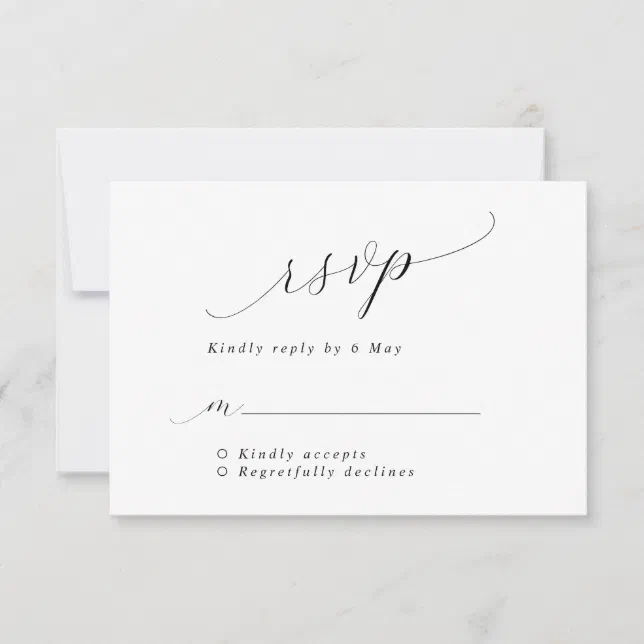 Simple Romantic Script Wedding RSVP Card | Zazzle