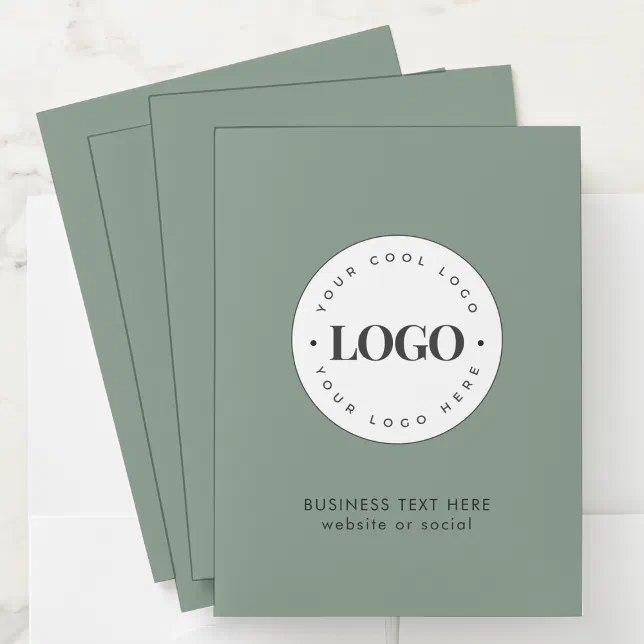 Simple Round Business Logo & Text Company Custom Pocket Folder | Zazzle