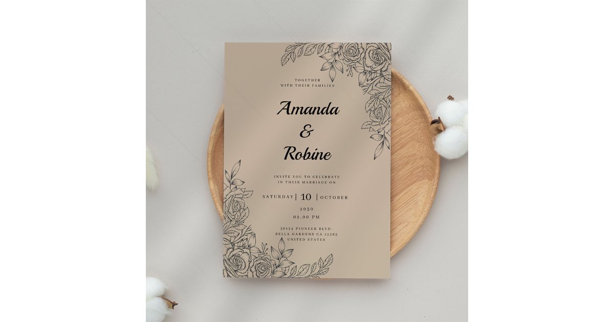 Simple Rustic Elegant Modern Wedding Invitation | Zazzle