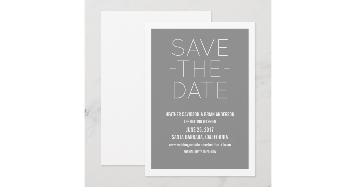 Simple Save the Date Invite, Grey Invitation | Zazzle