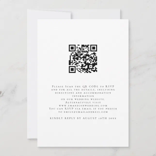 Simple Script QR Code Wedding Invitation | Zazzle