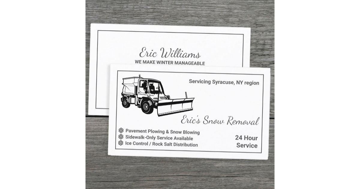 Simple Snow Ploughing Business Card | Zazzle