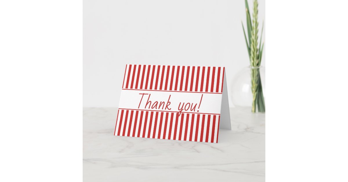 Simple Stripes Pattern - Geometric Red/White Thank You Card | Zazzle