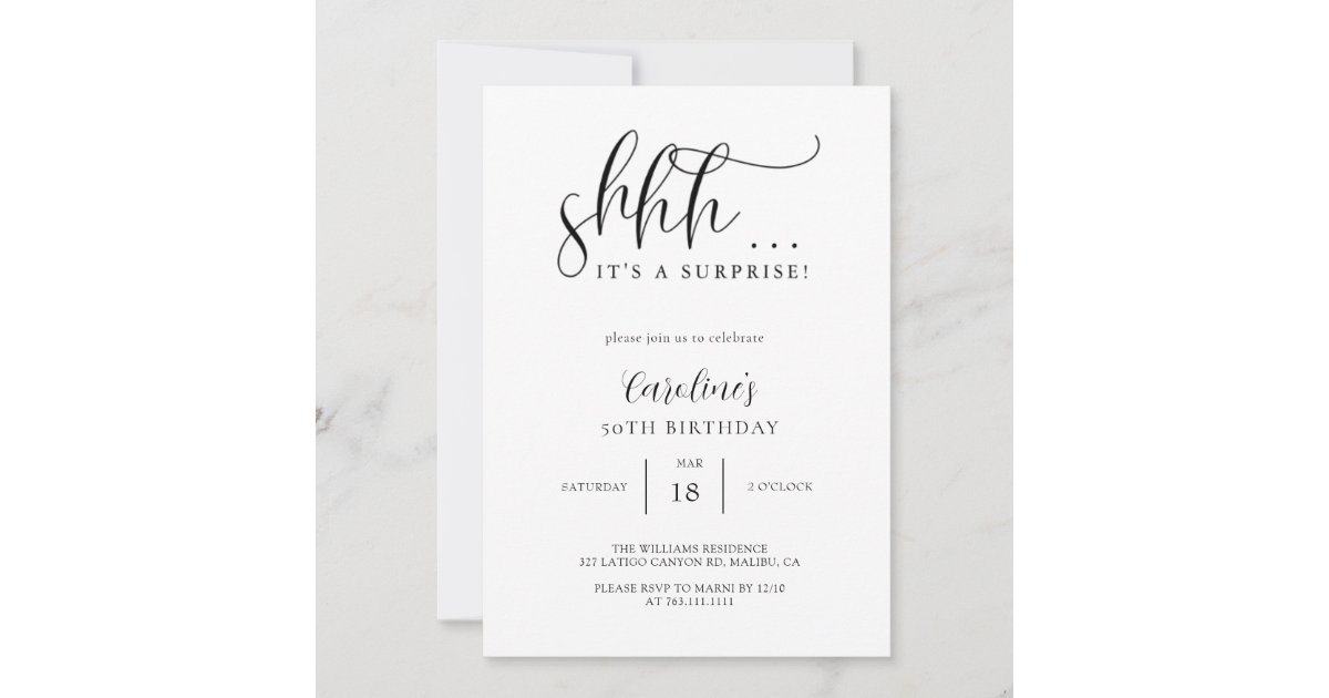 Simple Surprise Birthday Party Invitation | Zazzle