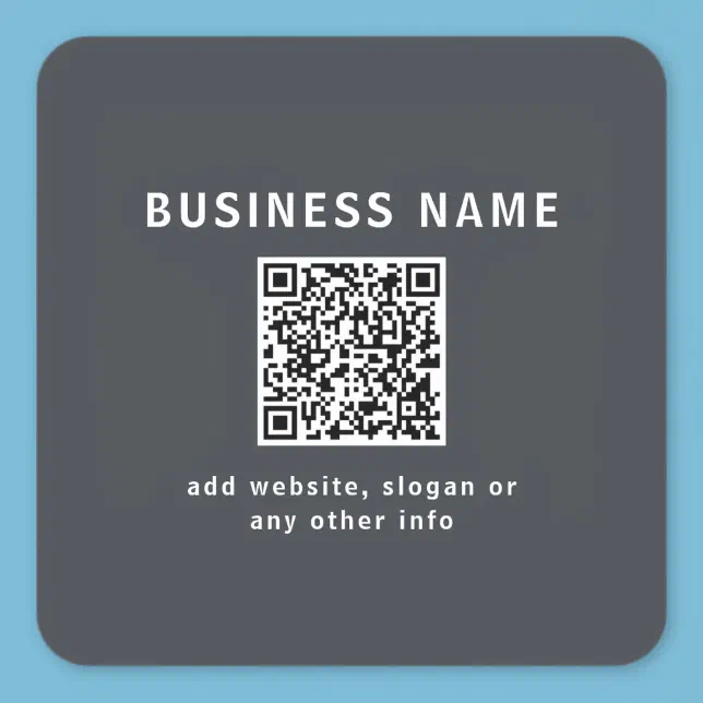 Simple Template for your QR code | Dark Grey Square Sticker | Zazzle