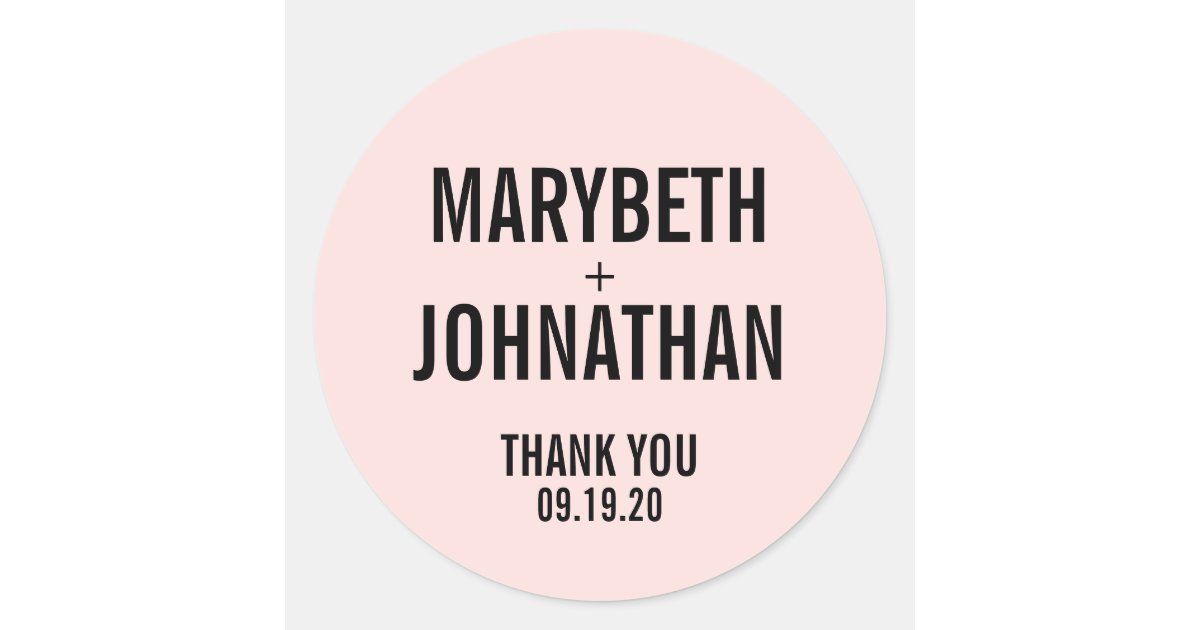 Simple Typography Wedding Favour Thank You Classic Round Sticker | Zazzle