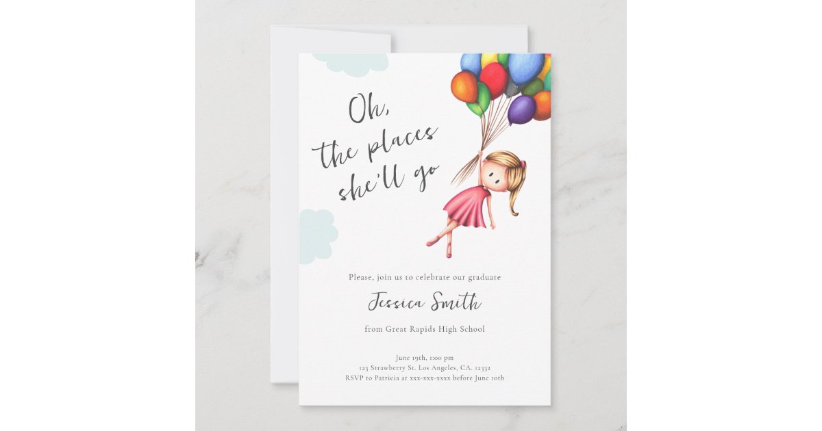 Simple Unique Girl High School Graduation Party Invitation | Zazzle