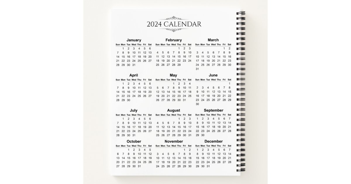 Simple yet Elegant 2024 Calendar | Notebook | Zazzle