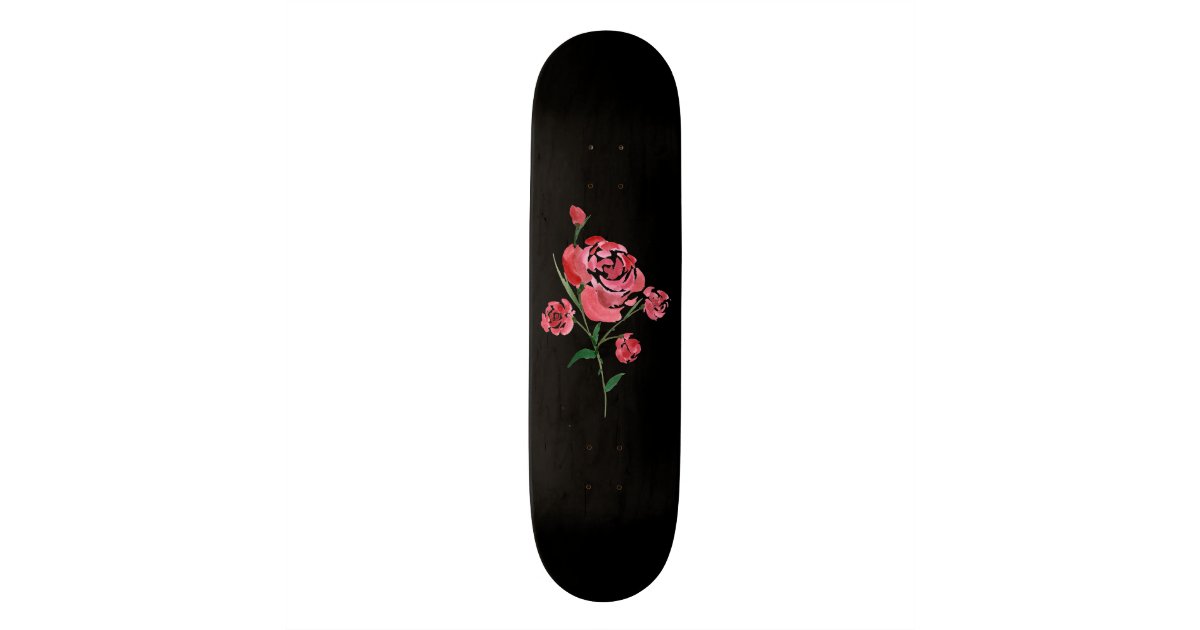 Simplistic Red Rose Watercolor Skateboard | Zazzle.co.uk