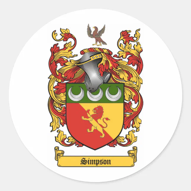Simpson Crest - Coat of Arms Classic Round Sticker | Zazzle