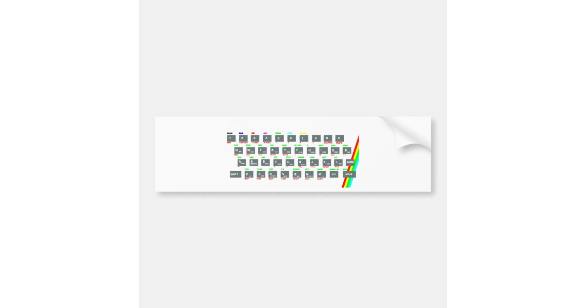 Sinclair ZX Spectrum Keyboard Keys Bumper Sticker | Zazzle