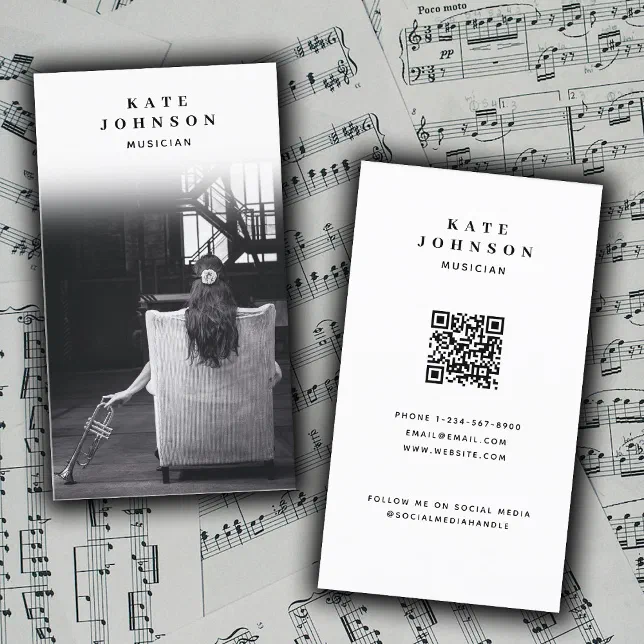Singer Musician Artist Photo Social Media QR Code Business Card | Zazzle