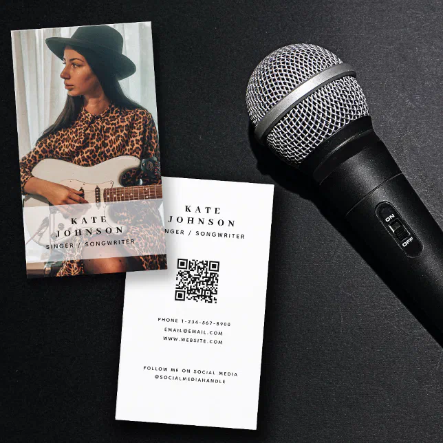 Singer Musician Photo Social Media QR Code Business Card | Zazzle