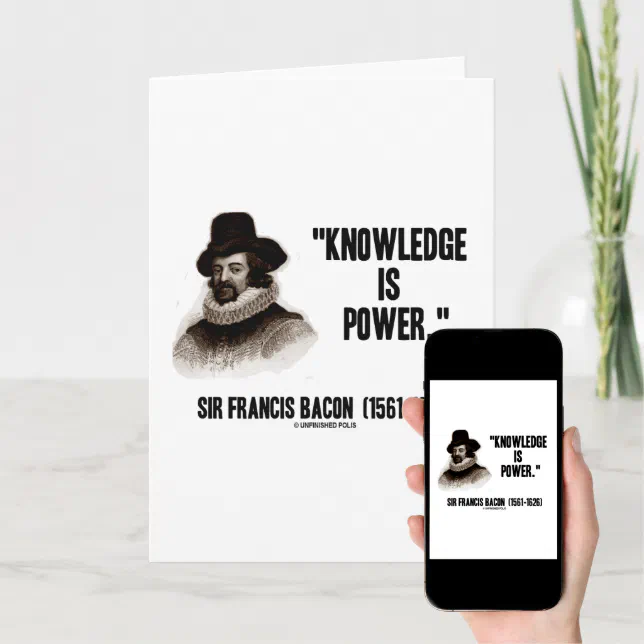Sir Francis Bacon Knowledge Is Power Quote Card | Zazzle