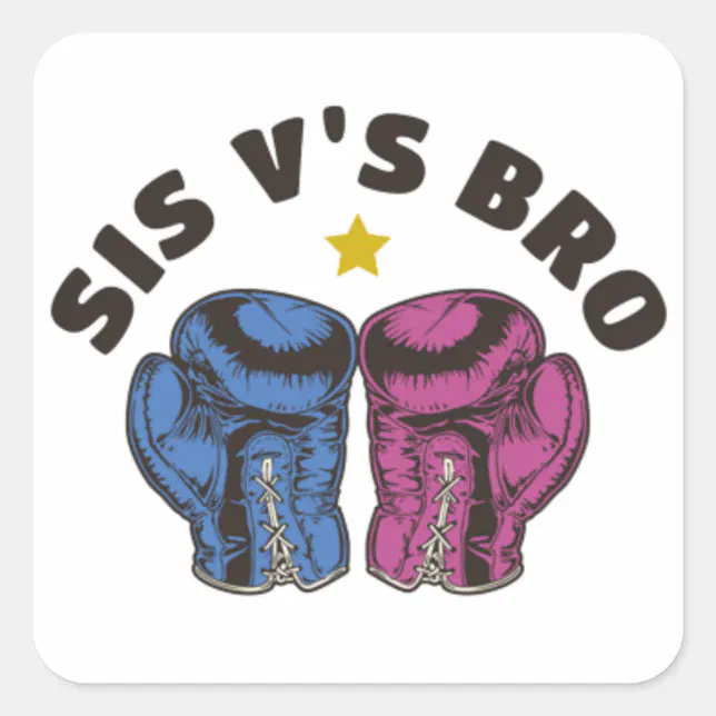 Sis V's Bro Sister Brother Square Sticker | Zazzle
