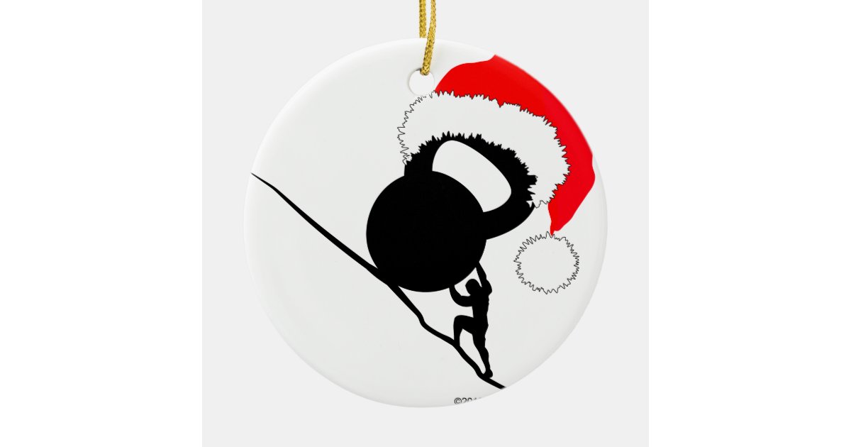Sisyphus Kettlebell Merry Christmas Ceramic Tree Decoration | Zazzle