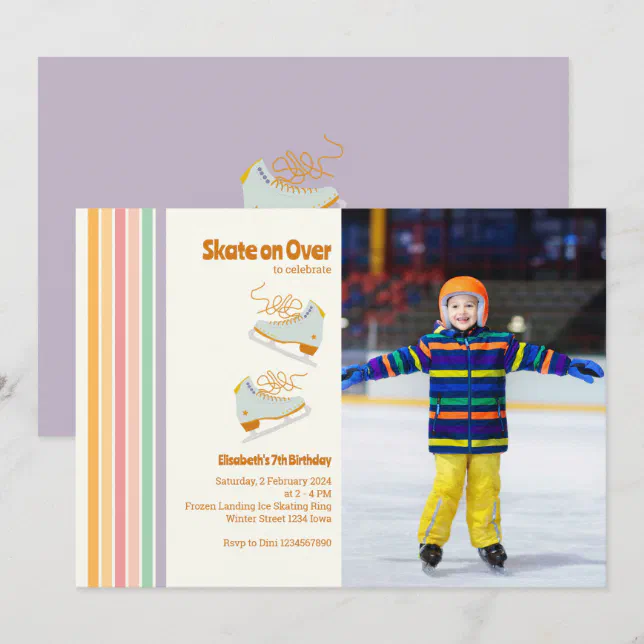 Skate on Over Ice-Skating Retro Birthday Invitat Invitation | Zazzle