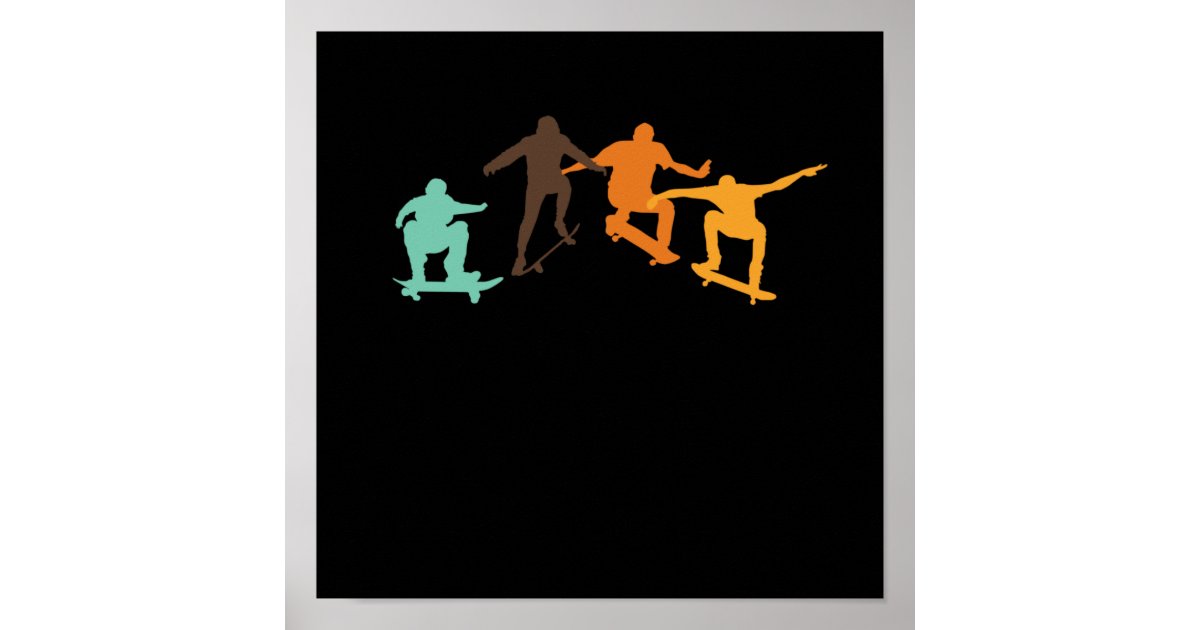 Skateboarding Retro Skateboarder Skateboard Skater Poster | Zazzle