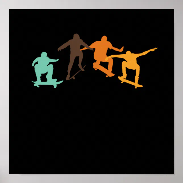 Skateboarding Retro Skateboarder Skateboard Skater Poster | Zazzle