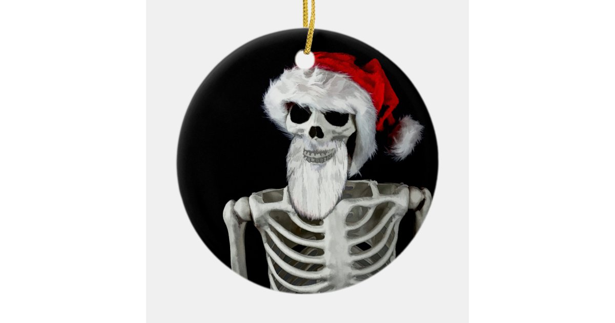 Skeleton Santa Christmas Ornament | Zazzle