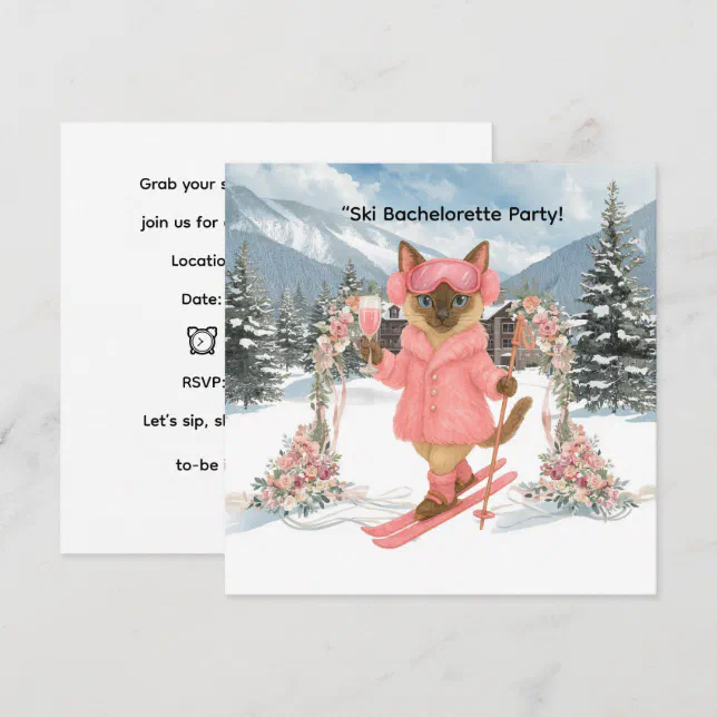 Skiing for Bride on slope Bachelorette Party Invitation | Zazzle