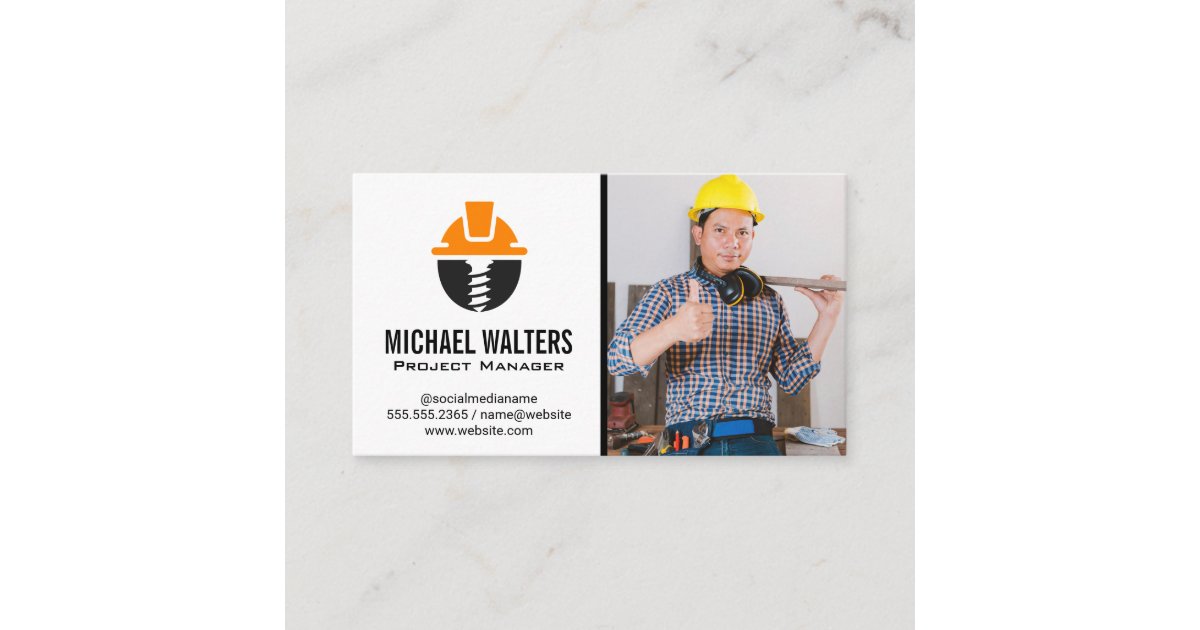 Skilled Worker | Construction Logo Business Card | Zazzle