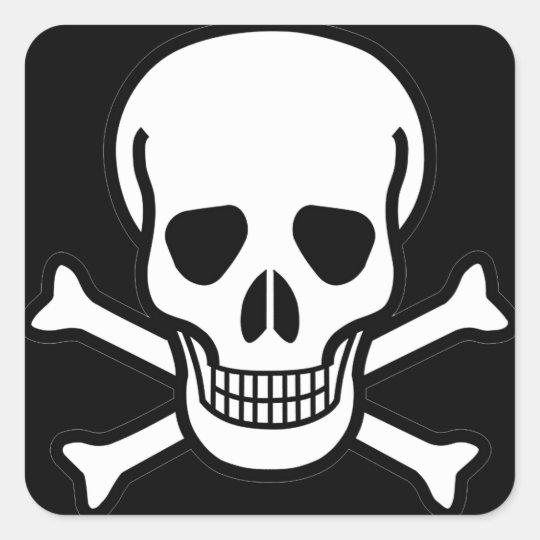 Skull and Crossbones Square Sticker | Zazzle.co.uk