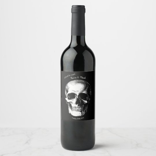 Skull Gothic Halloween Wedding Wine Labels | Zazzle.co.uk