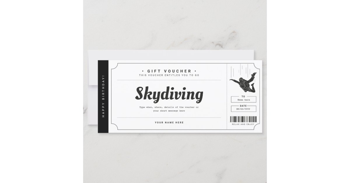 Skydiving Gift Ticket Voucher Certificate | Zazzle