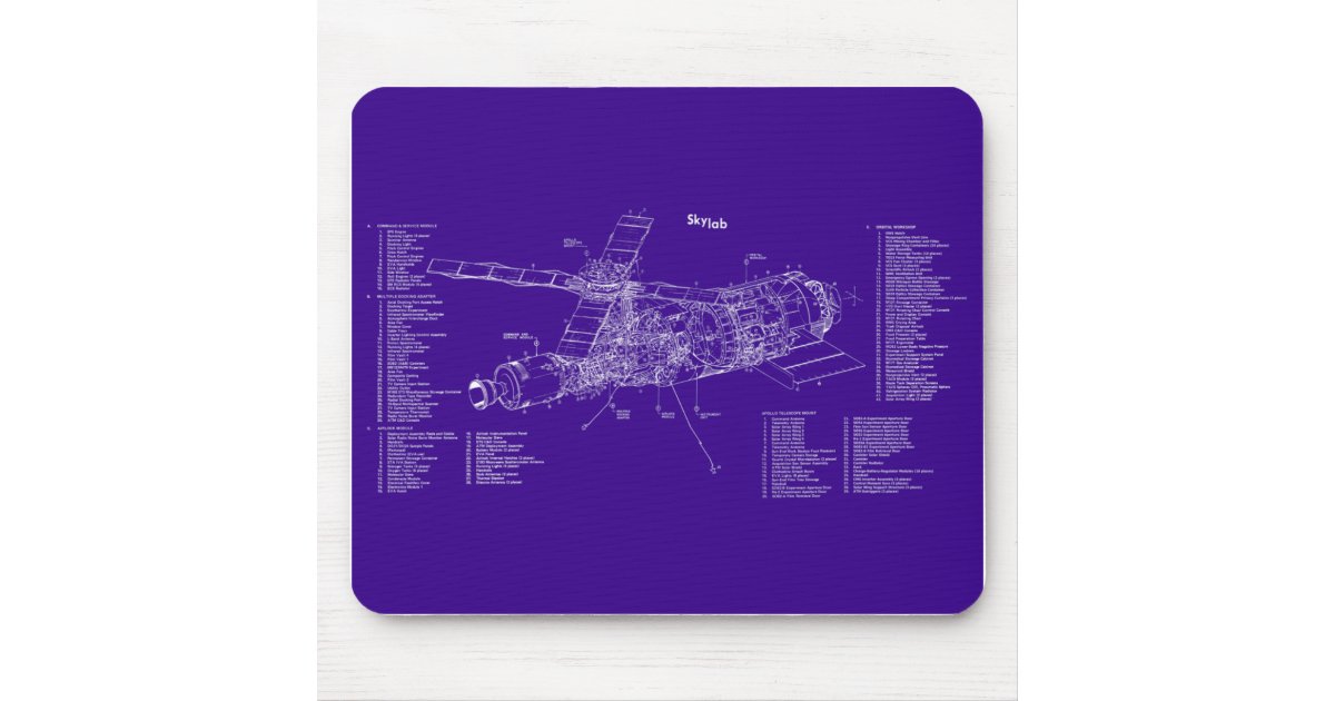 Skylab blueprint mouse mat | Zazzle