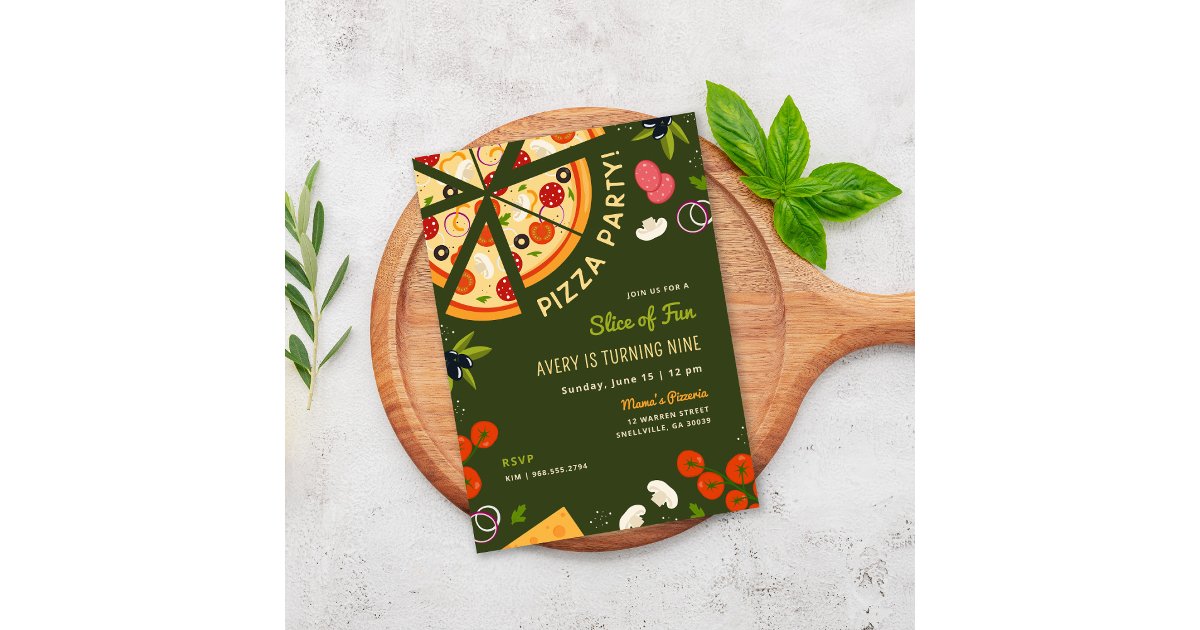 Slice of Fun Kids Birthday Pizza Party Invitation | Zazzle