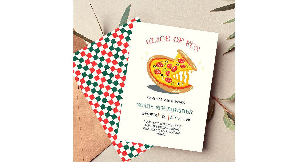 Slice of Fun Modern Pizza Birthday Party Invitation | Zazzle
