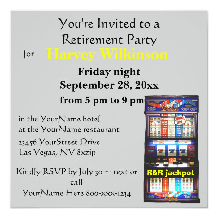 Slot machine Casino Theme Retirement Party Invitation | Zazzle.co.uk