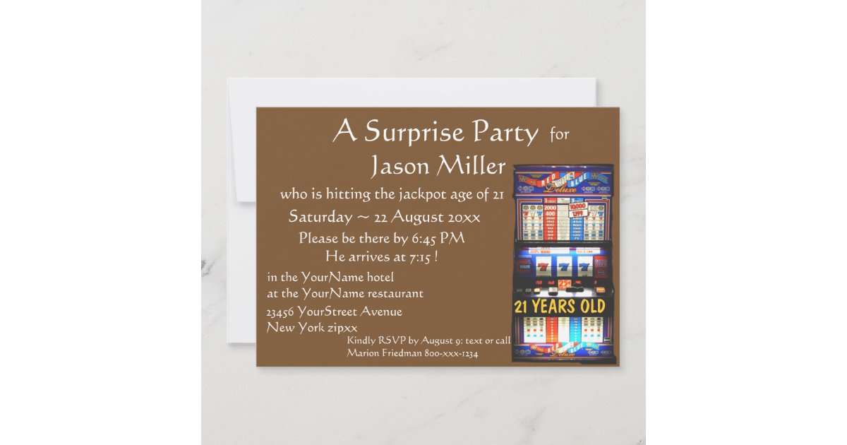 Slot Machine Jackpot 21st Birthday Invitation | Zazzle