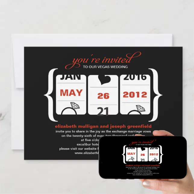 Slot Machine Wedding Invitation | Zazzle