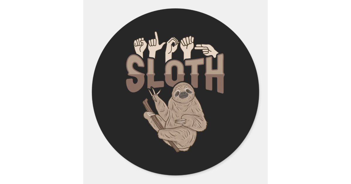 Sloth Asl Hand Gesture Deaf Hearing Loss Awareness Classic Round ...