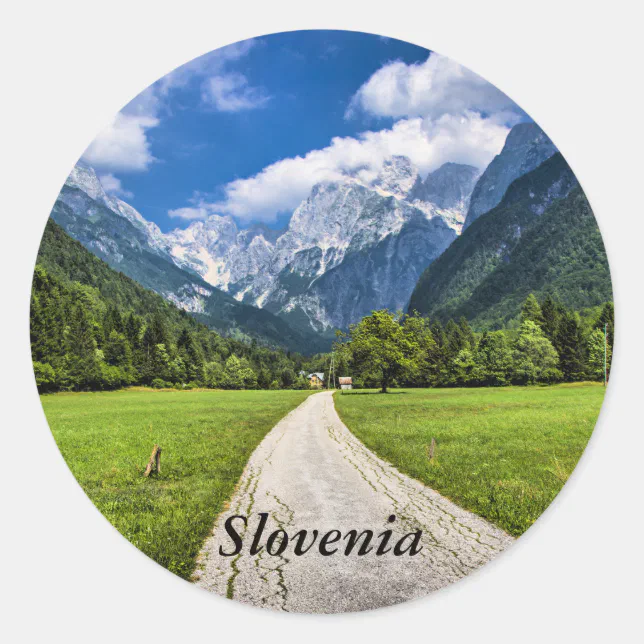 Slovenia, scenic photograph with Alps Classic Round Sticker | Zazzle