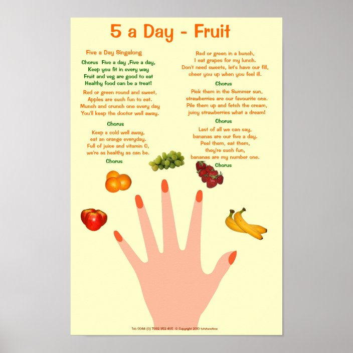 small 5 a day poster | Zazzle.co.uk