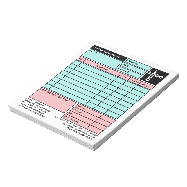 Small Pro-Logo Business Invoice/Quotation Notepad | Zazzle