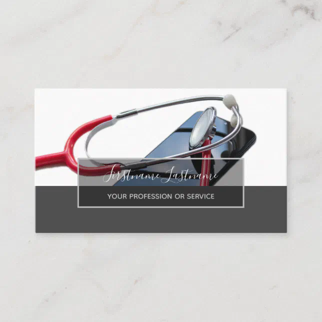 Smart doctor with digital Smartphone Stethoscope Business Card | Zazzle