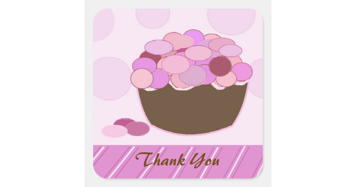 Smartie Cupcake Thank You Square Sticker | Zazzle