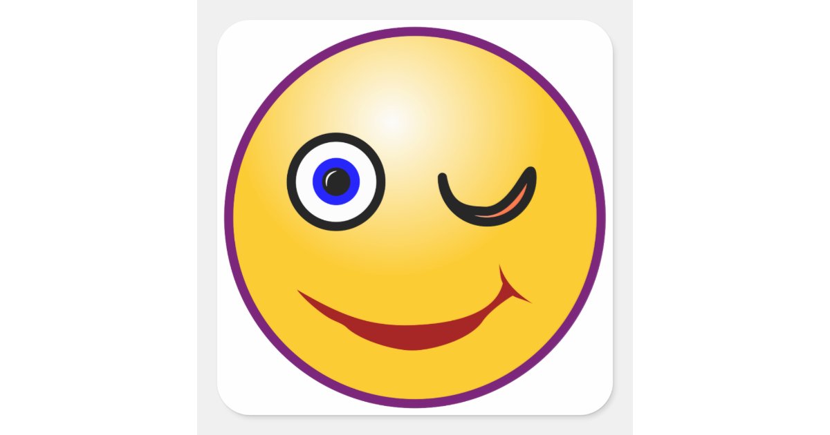 Smilie Zwinkern twinkle Square Sticker | Zazzle